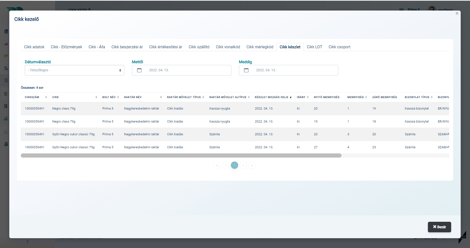 CIKK KEZELŐ MENÜPONT – DataEdge