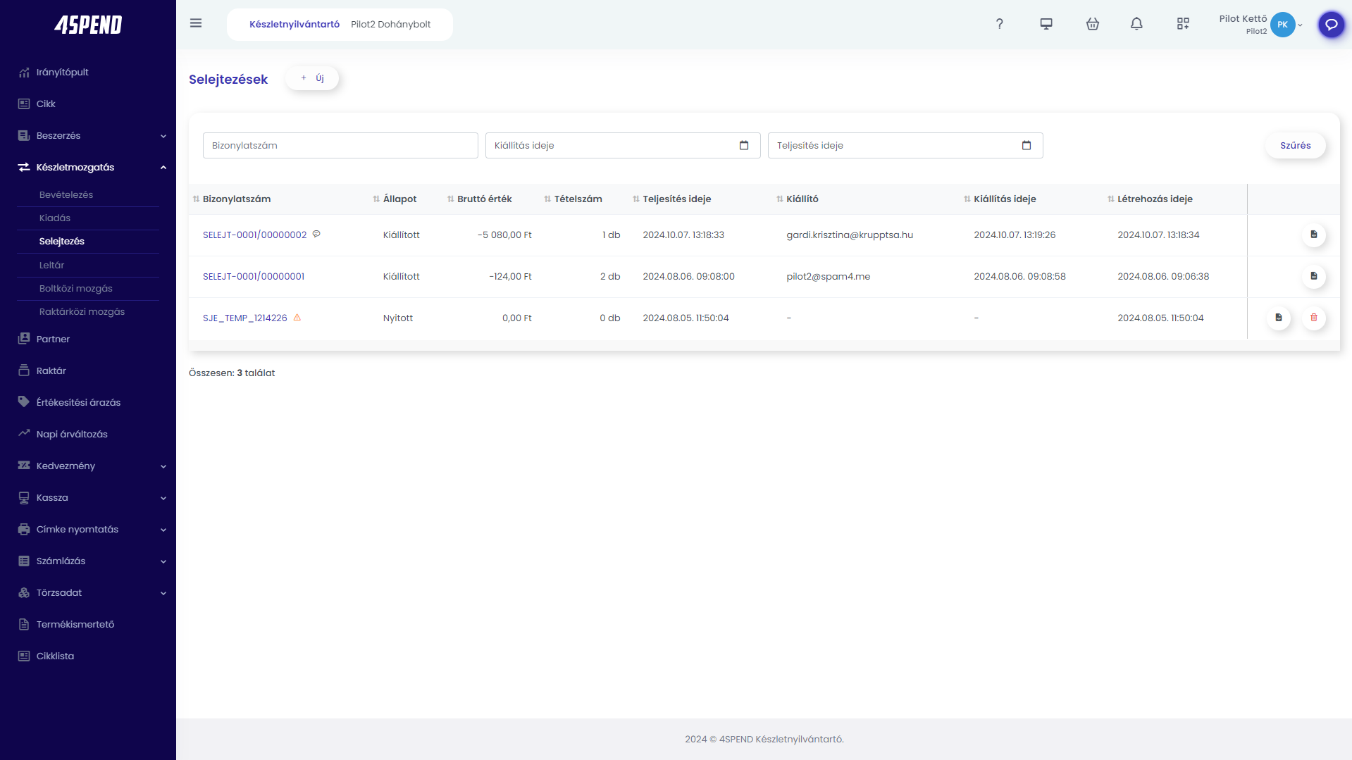 SELEJTEZÉS MENÜPONT (4SPEND) – DataEdge